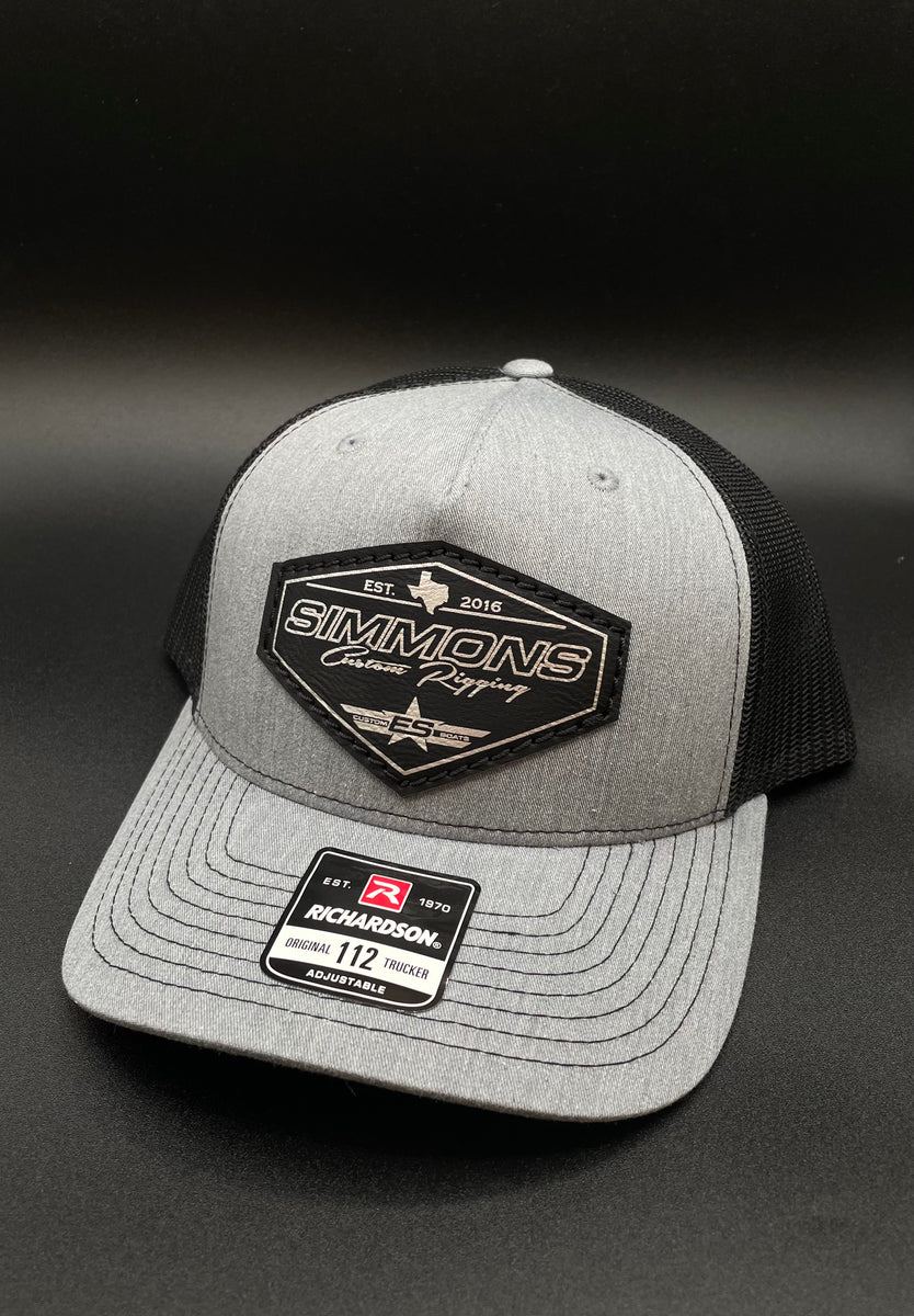 Heather Grey and Black- Leather Patch Cap – ES Custom Boats/Simmons Gear